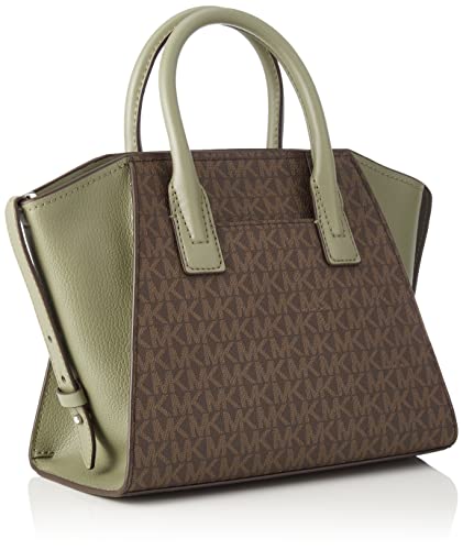 Michael Kors Avril Small Leather Top Zip Satchel Crossbody Brown MK Army Green