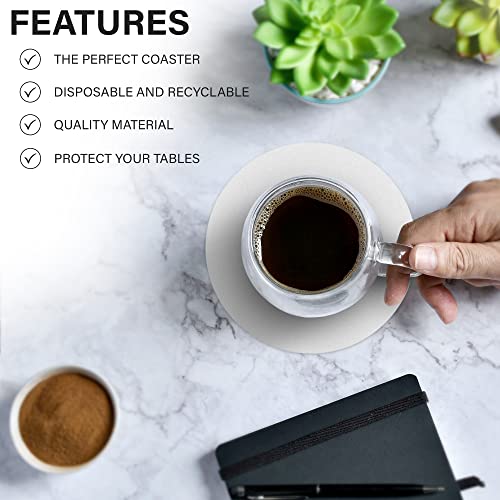MT Products 4β Square Blank Medium Weight Off-White Cardboard Coasters for Your Beverages (125 Pieces) - Made in The USA