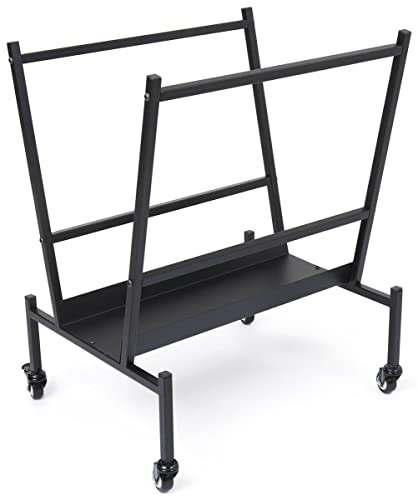 Displays2go Print Art Rack, (50) 24" x 36" Protectors, Mobile Design w/Locking Wheels - Black (ADRACK1)
