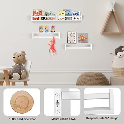 BOMID White Floating Shelves Wall Shelves,Crown Molding Wall Mounted Mantle Shelf of Molding Ledge Wall Shelves Set of 2, 16 3/4 inches (White)