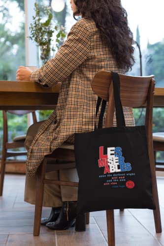 Les Miserables Victor Hugo Book Cover Art Black 15x15 inches Large Canvas Tote Bag Women