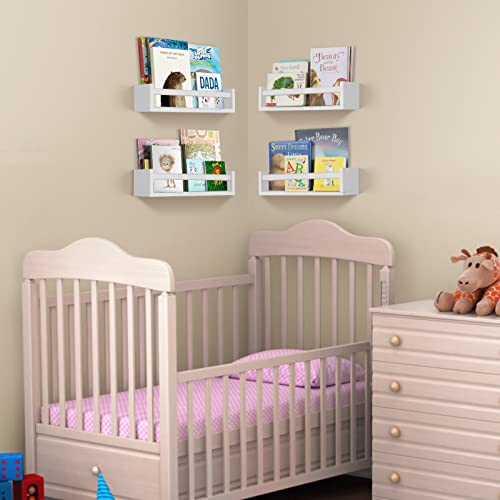 BOMID White Floating Shelves Wall Shelves,Crown Molding Wall Mounted Mantle Shelf of Molding Ledge Wall Shelves Set of 2, 16 3/4 inches (White)