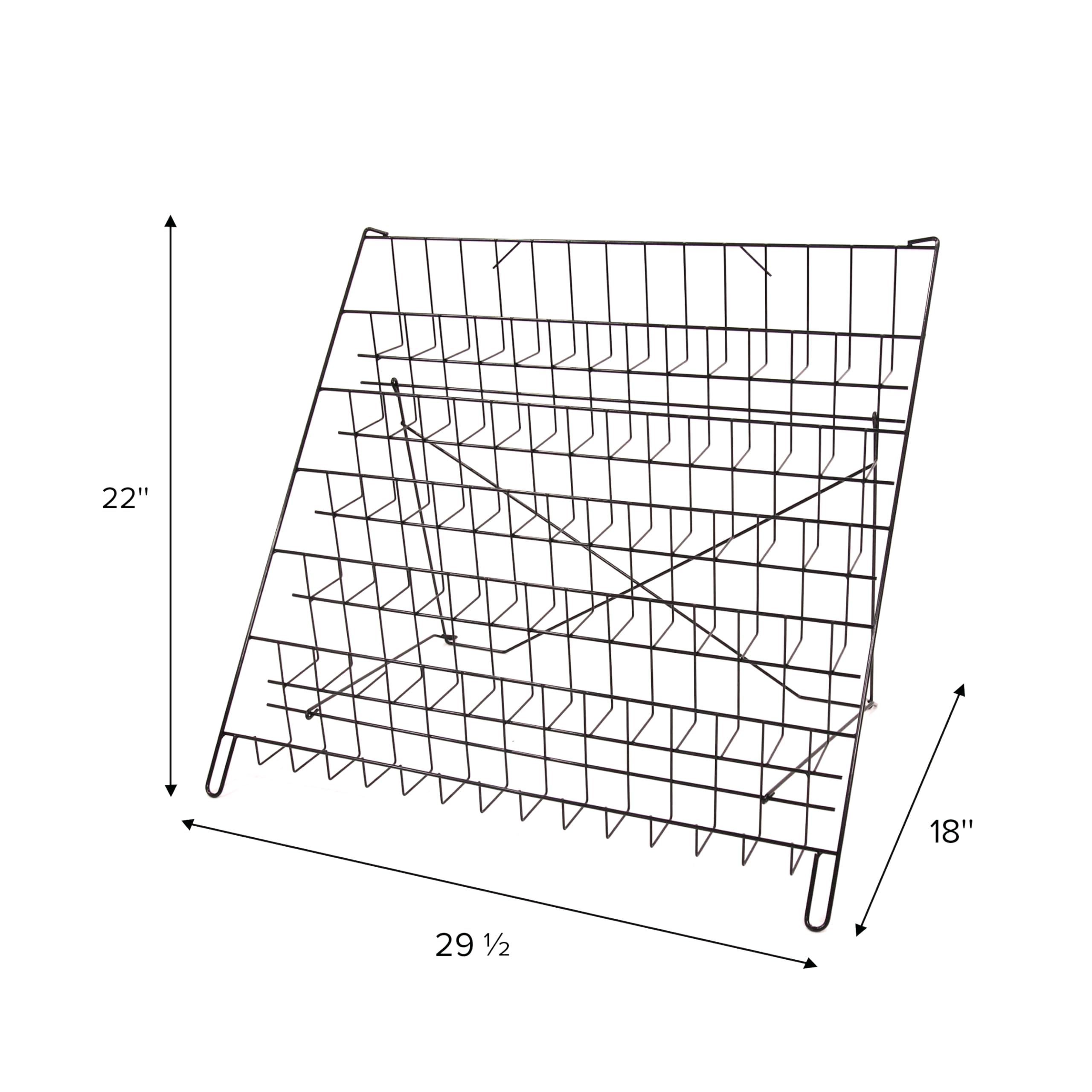 SSWBasics 6-Tier Black Wire Countertop Rack - 22"H x 29½”W x 18"D - Magazine Display Stand - Tabletop Book Display for Comics, Brochures, Cards, and Literature - Sleek, Sturdy, Collapsible Countertop