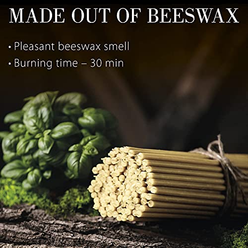 Danilovo Pure Beeswax Candles - No-Drip, Smoke-Less, Tall, Thin Taper Candles β Decorative Candles for Church Prayer, Decor or Birthday Candles β Honey Scented β 5.9 in, Γ 0.2 in (White, 50pcs)