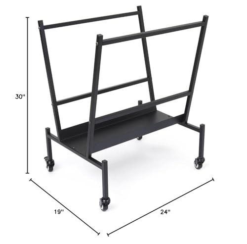 Displays2go Print Art Rack, (50) 24" x 36" Protectors, Mobile Design w/Locking Wheels - Black (ADRACK1)