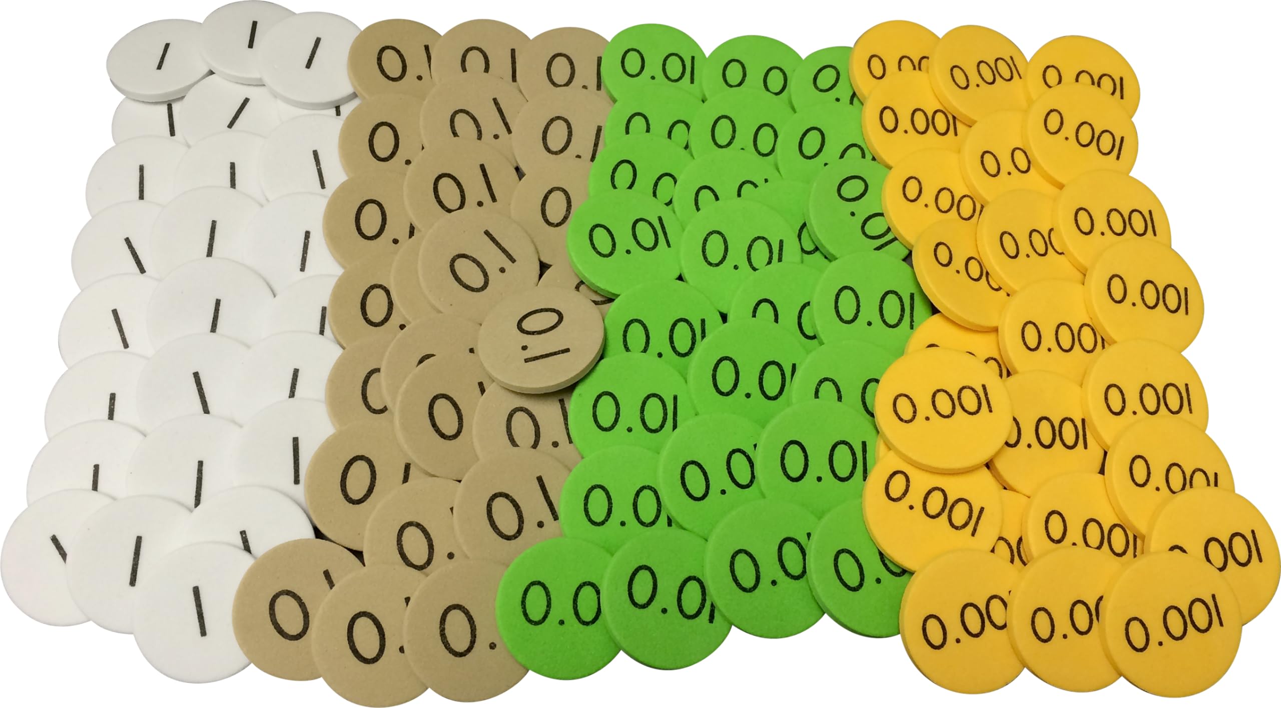 Essential Learning Products 4-Value Decimals to Whole Number Place Discs Set