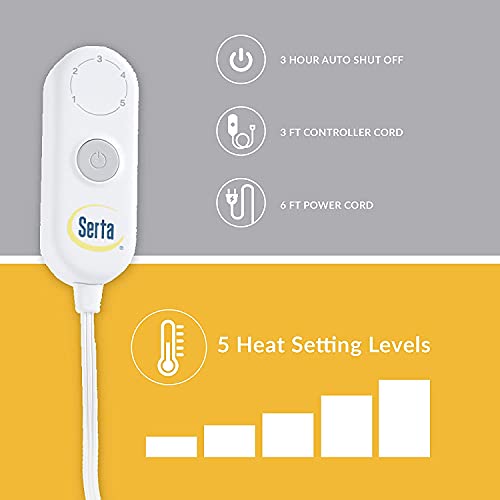 Serta Luxuriously Soft Plush Electric Blanket Fast Heating Cozy Cover, Safety Auto Shut Off Timer, Low EMF, Multi Heat Setting, ETL Certified, Machine Washable, Sea Blue Throw (50 in x 60 in)