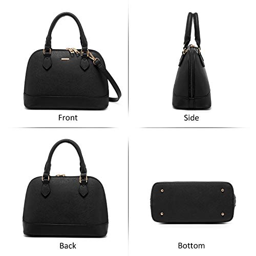 LOVEVOOK Black Purse for Women Small Crossbody Bags Classic Double Zip Top Handle Dome Satchel Bag