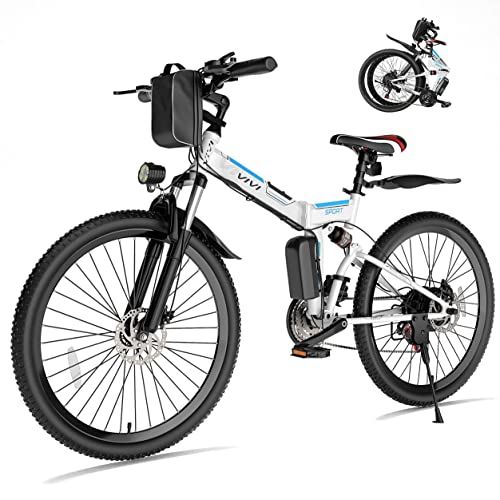 Vivi Electric Bike for Adults Foldable 500W Electric Mountain Bike 26'' Ebike 20MPH Adult Electric Bicycles with 48V Removable Battery, Up to 50 Miles, Shimano 21 Speed, Dual Shock Absorber