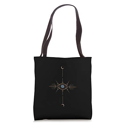 Minimal Half Moon Blue Evil Eye Galaxy Space Spiritual Gift Tote Bag