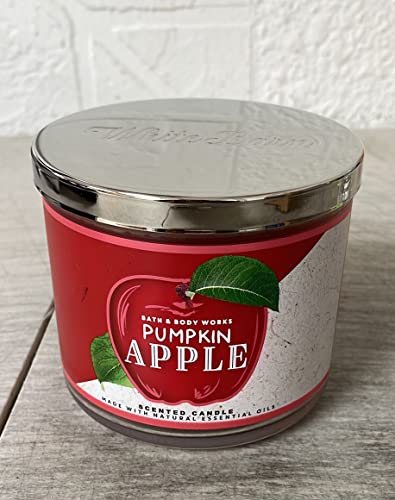 Bath & Body Works, White Barn 3-Wick Candle w/Essential Oils - 14.5 oz - 2021 Autumn! (Pumpkin Apple)