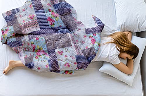 Ruvanti 100% Cotton Throw Blanket 50x70 Inch. Soft, Cozy & Warm Throw Blanket for Couch, Sofa & Bed. Lightweight, Luxury Blankets & Throws Prefect for All Seasons. Pink, Yellow Floral Reversible Print