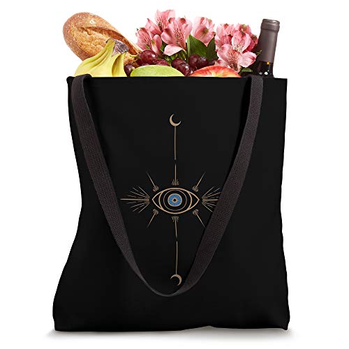 Minimal Half Moon Blue Evil Eye Galaxy Space Spiritual Gift Tote Bag