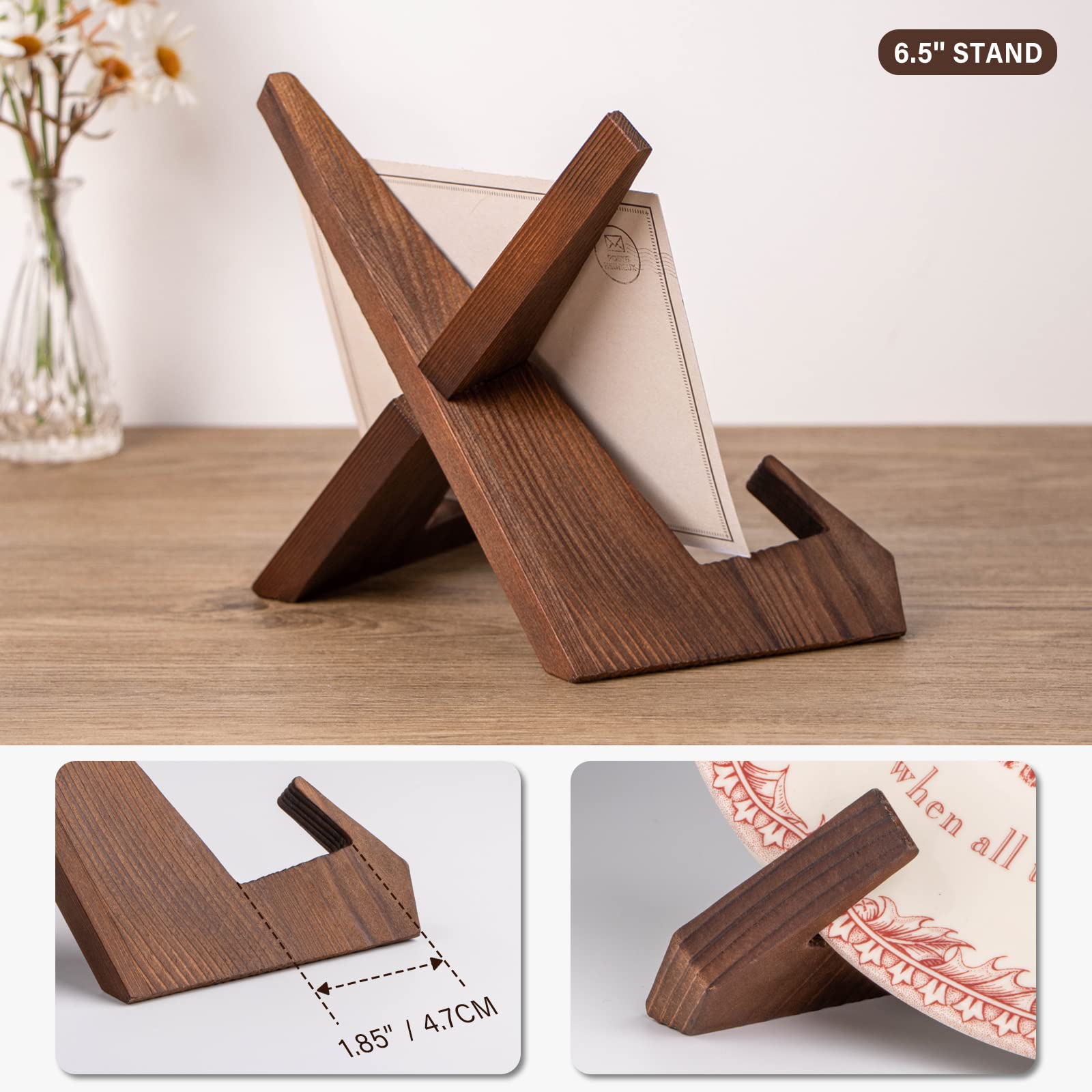 ANBOXIT Plate Stand for Display - 6.5 Inch Plate Holder Display Stand, Wooden Picture Frame Holder, Decorative Table Top Easels for Display