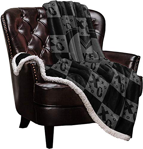 Sherpa Fleece Blanket Ultra Soft Throw Blanket - Valentine's Day I Love You More The END I Win Dark Grey - Fuzzy, Cozy, Shaggy, Warm - Reversible Microfiber Blanket for Bed Sofa Couch, 49 x 79 Inches