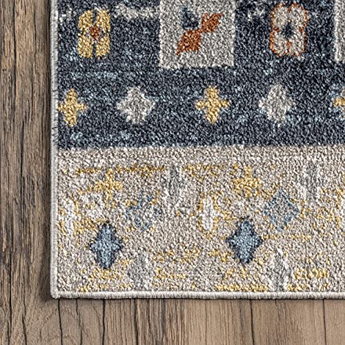 nuLOOM Shannon Machine Washable Geometric Tribal Area Rug, 4' x 6', Beige