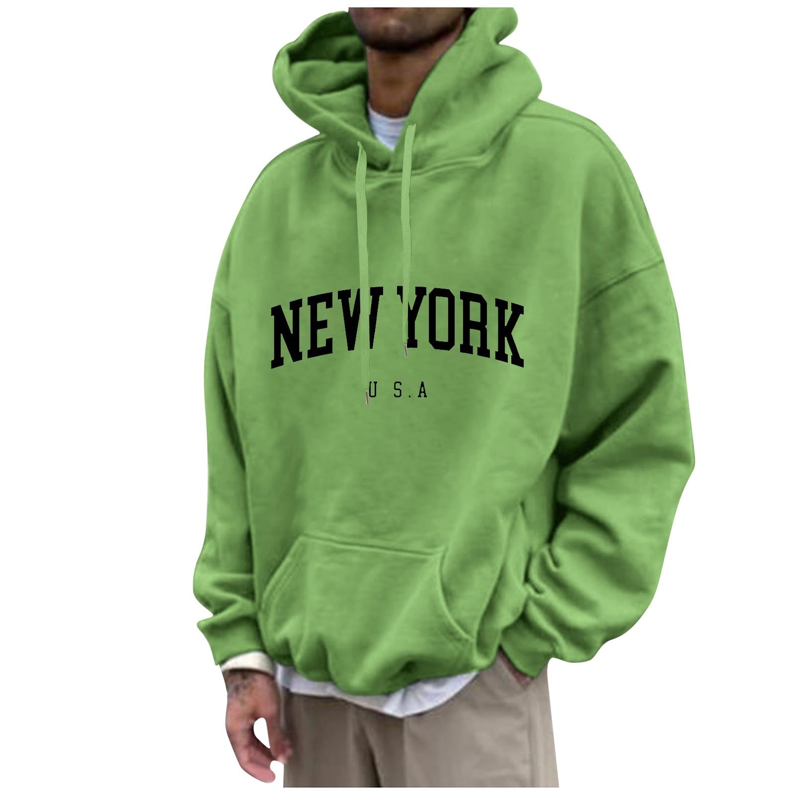 Mens Hoodies, Graphic For Men Techwear Hoodie Hip Hop Long Sleeve Streetwear Unisex Casual Hoodies Colorblock Devil Hoodie Mgk Trendy 2023 Hoodie Essential Hoodie (XL, Green)