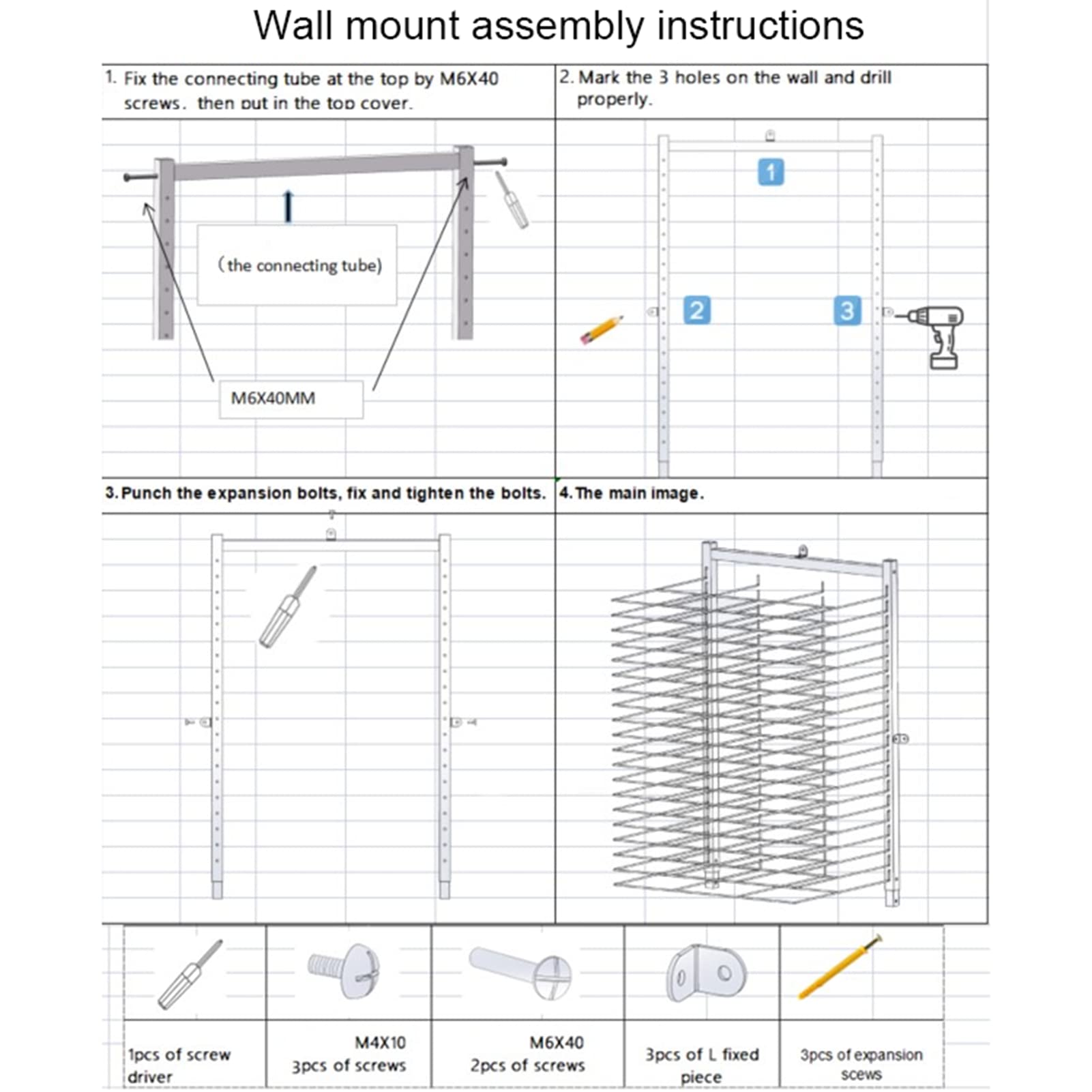 Metal Steel Art Drying Rack for Painting Panels, Paper & Prints, Artwork Storage Display Rack with Wire Shelve for Classrooms, Art Studio and Home Use, White+Black (Size : A- Wall Mounted)