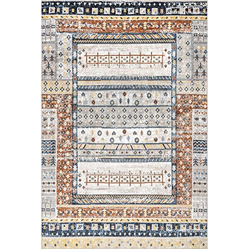 nuLOOM Shannon Machine Washable Geometric Tribal Area Rug, 4' x 6', Beige