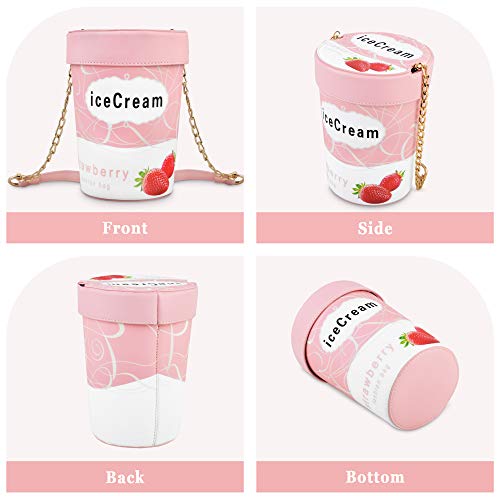 USTYLE Ice Cream Shaped Crossbody Bag, Cute Novelty with Adjustable Strap for Girl Women Cartoon Shoulder Bag (pink)