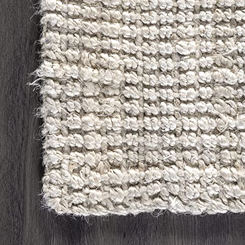 nuLOOM Ashli Handwoven Solid Jute Area Rug, 4' Round, Off-white