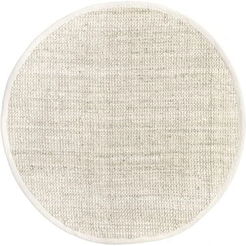 nuLOOM Ashli Handwoven Solid Jute Area Rug, 4' Round, Off-white
