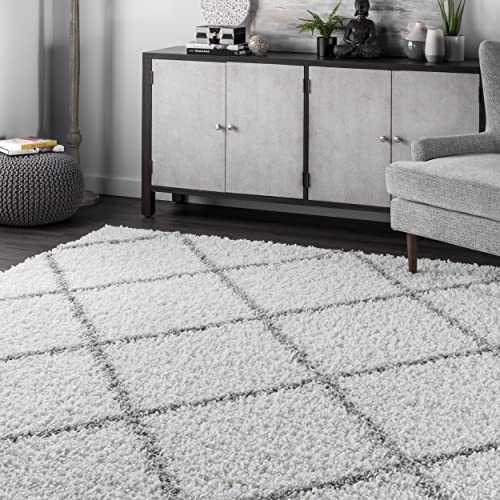 nuLOOM Tess Moroccan Shag Area Rug, 6' Round, White