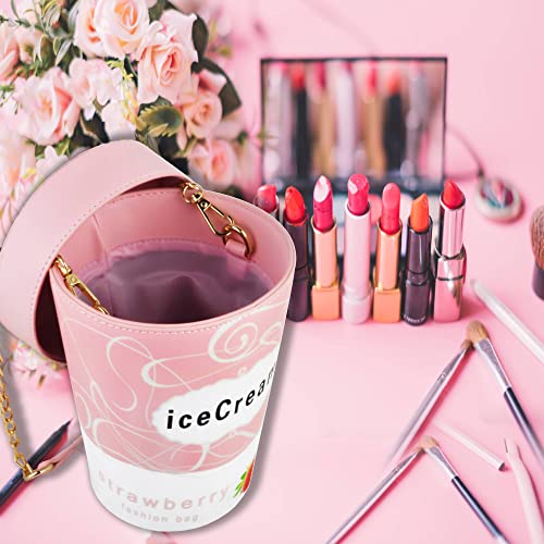 USTYLE Ice Cream Shaped Crossbody Bag, Cute Novelty with Adjustable Strap for Girl Women Cartoon Shoulder Bag (pink)