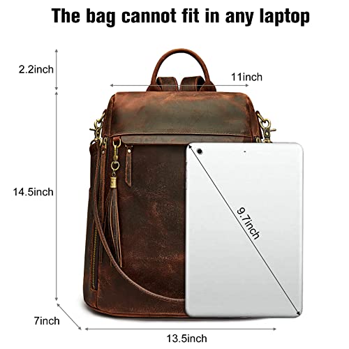 S-ZONE Women Vintage Genuine Leather Backpack Purse Anti-theft Fashion Travel Schoolbag