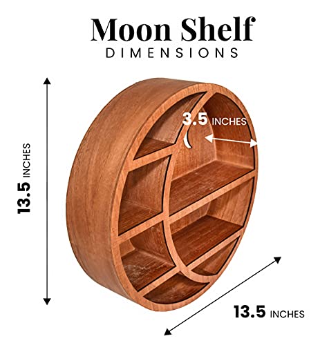 MAROQUE Crescent Moon Shelf for Crystals - Crystal Wall Decor, Crystal Shelf Display, Moon Shelves, Boho Shelves Essential Oil Shelf, Wooden Moon Shelf, Crystal Display Shelf, Moon Decor, Wiccan Decor