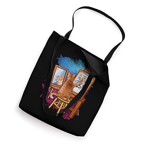 Cat Painting Lion Artistic Animals Lover Graphic Novelty Tote Bag
