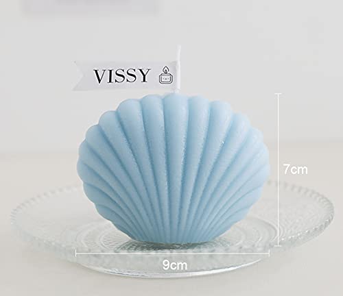 Seashell Shaped Scented Candle,150G Handmade Aroma Soy Wax Decorative Candle for Table Photo Prop Birthday Gift,Prefect for Meditation Stress Relief Mood Boosting Bath Yoga (Blue)