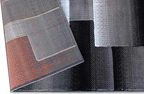 Champion Rugs Modern Geometric Abstract Boxes Squares Orange Grey Black Carpet Bedroom Living Room Contemporary Dining Accent (5β 3β X 7β 5β)
