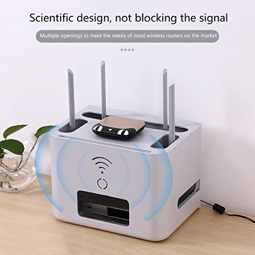 Floating Shelves Surge Protector for Switchboard Cover and Wire Management Container Router and Cable Management Box Wall-Mounted for Desktop Floor with Router Frame