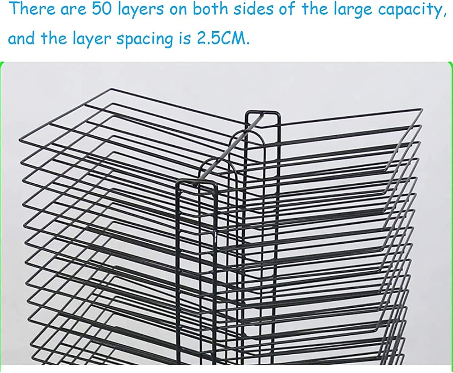Drying & Print Racks, Back-to-Back 24-Shelf Drying Rack with 48 Wire Shelves for Mobile Classrooms Art Studios and Home Use