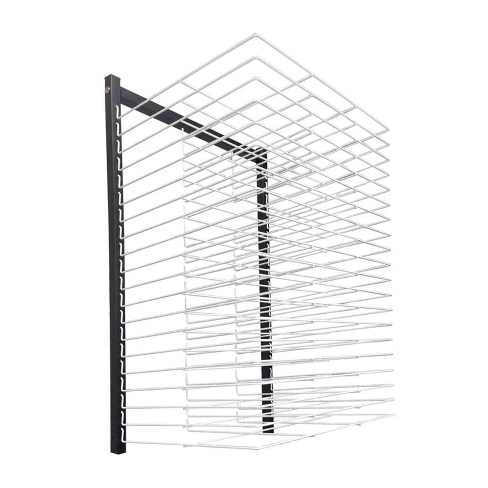 THEGA Wall-Mounted Drying Rack - Sturdy Metal Art Rack, Space Saving Rack, Metal Power Coated Design Artwork Storage Display Rack, Sturdy Paint Drying Rack, for Drawings, Painting Stack Rack
