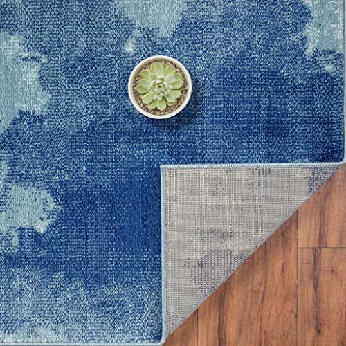 LUXE WEAVERS Modern Watercolor Painting Abstract Blue 5x7 Area Rug