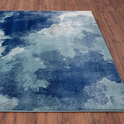 LUXE WEAVERS Modern Watercolor Painting Abstract Blue 5x7 Area Rug