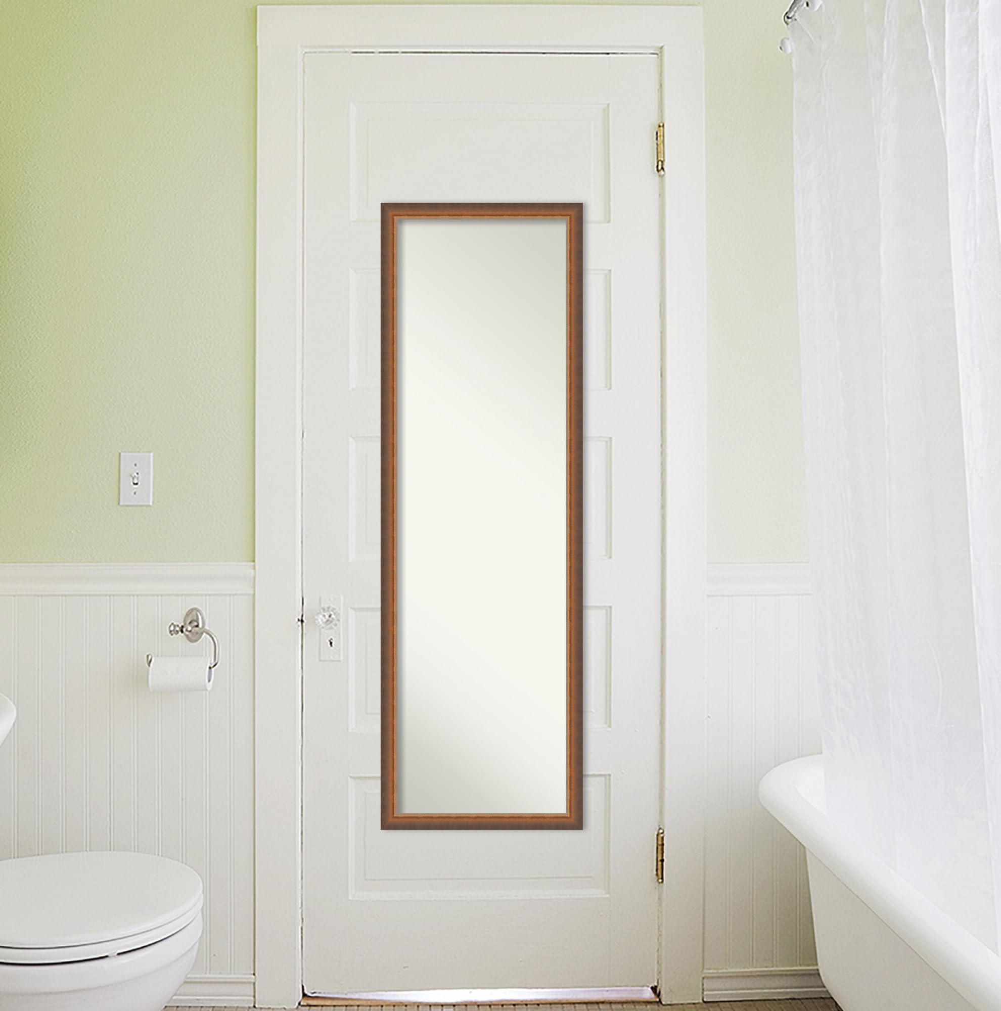 Amanti Art Bronze Full Length Mirror for Door, 50x16 Two Tone Bronze Copper Tall Wall Mirror Full Length, Mounted to Door or Closet Wall with no Visible Brackets, Modern Contemporary Wood Frame
