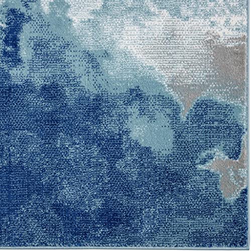 LUXE WEAVERS Modern Watercolor Painting Abstract Blue 5x7 Area Rug