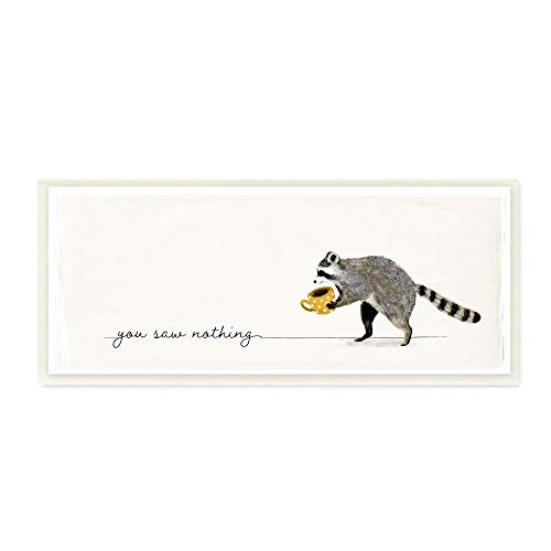 Stupell Industries You Saw Nothing Phrase Animal Humor Raccoon Coffee, Designed by Victoria Barnes Art, 7 x 17, Wall Plaque