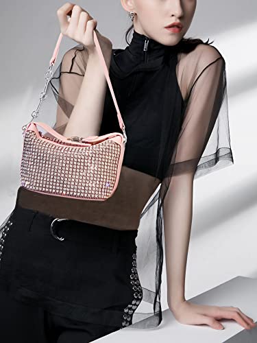 Crystal Rhinestone Crossbody Bags for Women Bling Purse Mini Top Handle Handbag Leather Clutch for Party