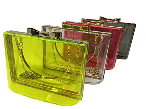 Cirilla Women Acrylic Transparent Evening Bag Clutch Purse with Bow-style lock for Wedding Cocktail Party Banquet (black)