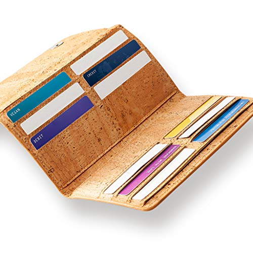 Corkor Cork Slim Long Wallet – Women’s Clutch - RFID Blocking - Vegan Leather – Cruelty Free – Eco Friendly - Black