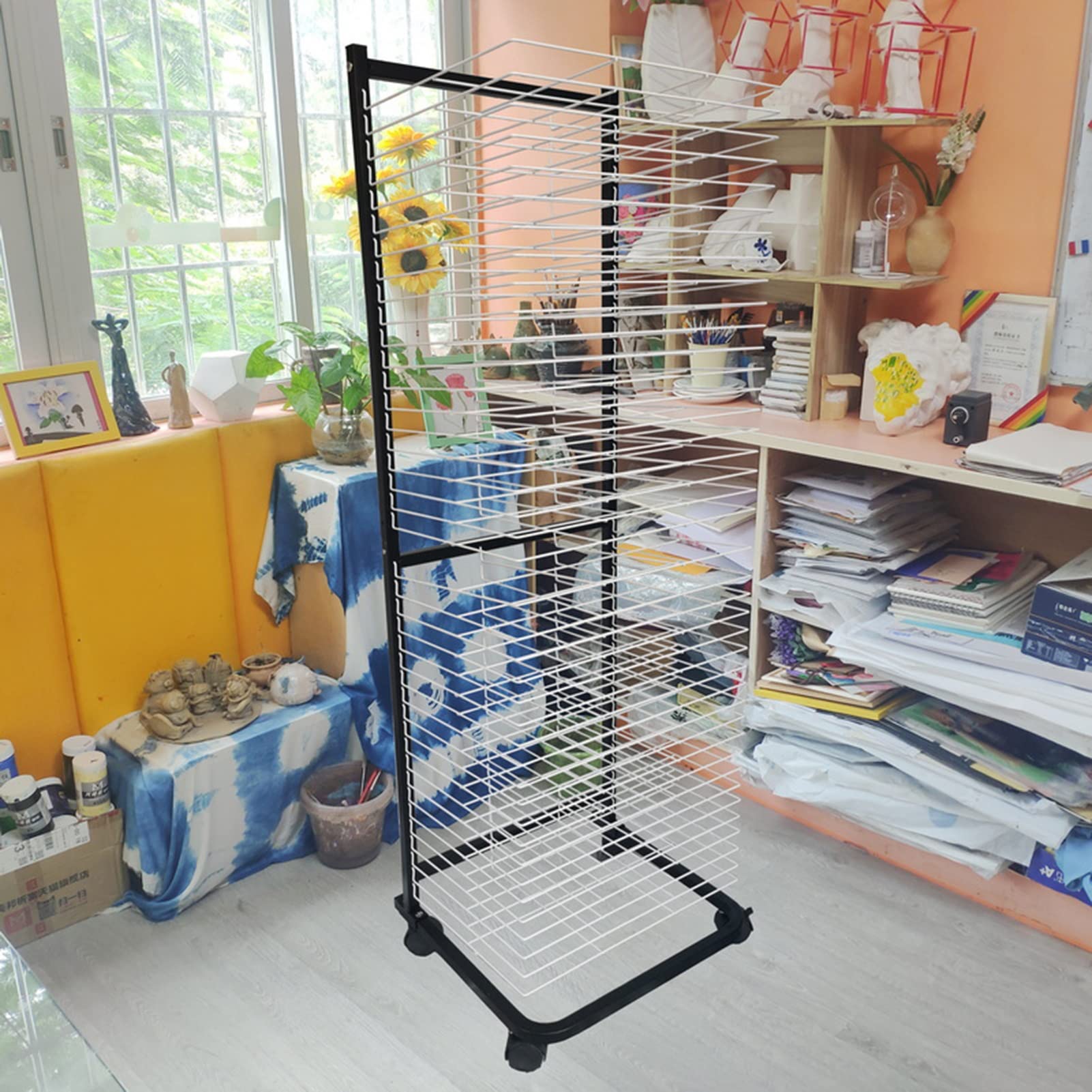Art Drying Rack for Classroom Drying Rack for Art Drying Rack for Art Metal Wire Work Display Rack, Solid Metal, Art Carts With Wheels for Classroom Art Studios and Home Use. Drying & Print Racks