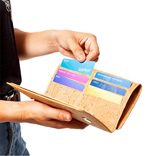 Corkor Cork Slim Long Wallet – Women’s Clutch - RFID Blocking - Vegan Leather – Cruelty Free – Eco Friendly - Black