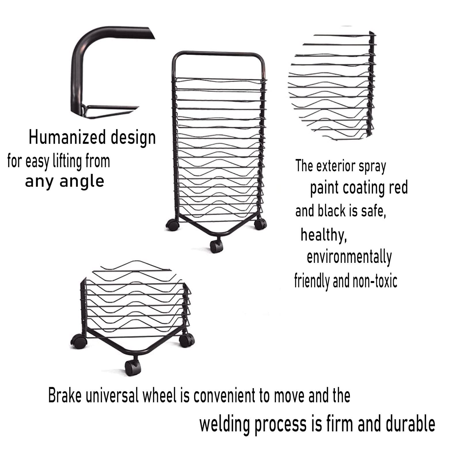 LAJUU Drying Racks, Mobile Classrooms Drying Rack with Wire Shelves for Works of Art Studios and Home Use,for Artist Canvas Panels, Paper, Prints