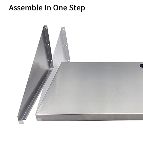 SWOTCATER Stainless Steel Microwave Shelf, Metal Appliance Wall Mount Floating Shelving, 18"x24" Stainless Steel Microwave Rack for Commercial Restaurant and Kitchen