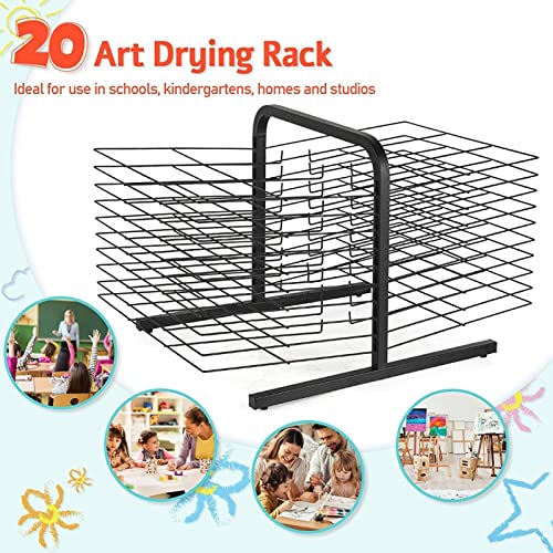 Drying Racks,Tabletop Art Drying Rack Metal Wire Shelves Artwork Storage Display Racks for Classrooming Crafts, School and Art Club Use, 20 Shelves