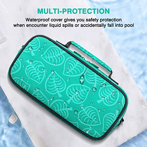 DLseego Carrying Case Design for Switch and New Switch OLED Console, Travel Carry Cover Storage Shell for New Leaf Animal Crossing Design holds up to 10 game cards Slots